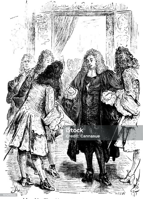 빅토리아 흑백 그림의 늦은 17 세기 왕 법원의 남자의 초기 18 세기 4 명의 조르쥬 1879입니다 19세기에 대한 스톡 벡터 아트 및 기타 이미지 Istock