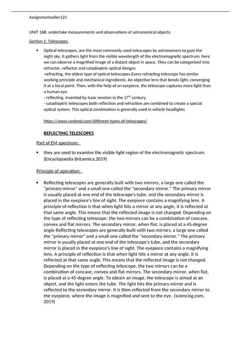 Unit 16b Astronomy And Spcace Science Btec Applied Science Learning Aim B Unit 16