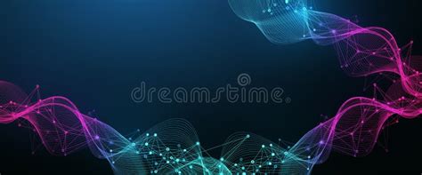 Abstract Dynamic Motion Lines And Dots Connection Background With
