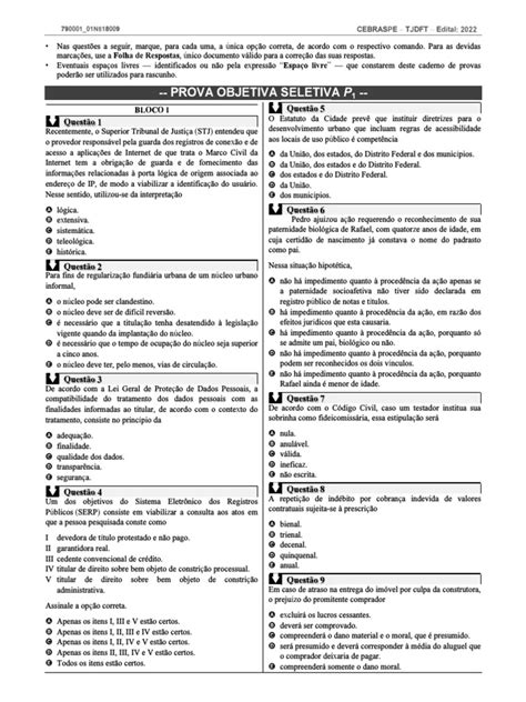 Prova Objetiva Seletiva Pdf