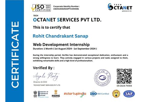 Rohit Sanap On Linkedin Webdevelopment Internship Octanet Learning