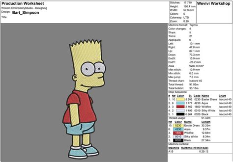 Bart Simpson Embroidery Design Etsy