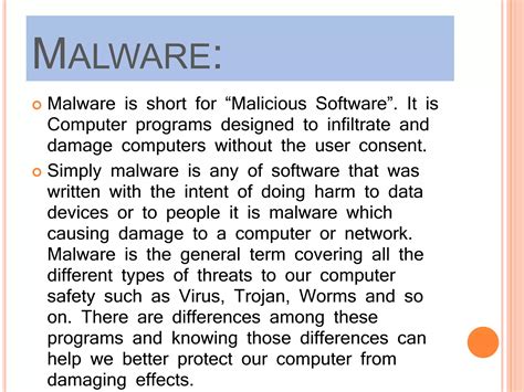 Malware And Its Types Pptx Operating Systems Computer Software