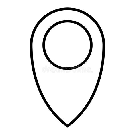 Black Outline Map Pointer Simple Flat Vector Icon Stock Vector