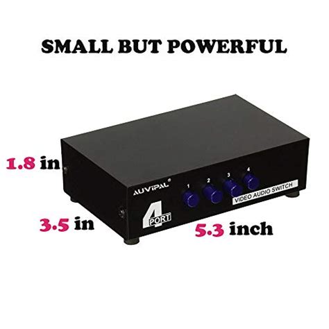 AuviPal Way RCA Switch In Out Composite Switcher Video L R Stereo Audio AV Selector Box