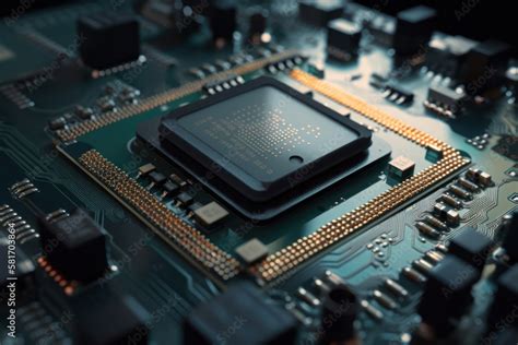 Abstract Electronic Circuit Board Background With Motherboard And CPU And GPU Generative Ai