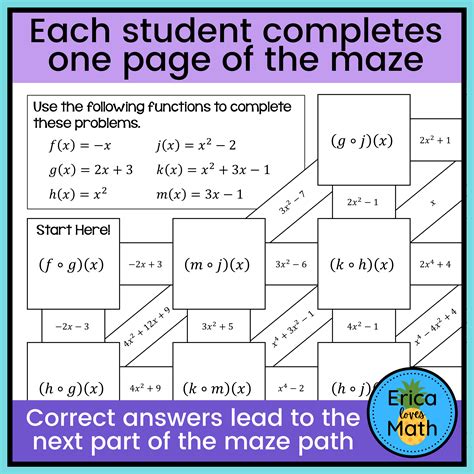Composition Of Functions Partner Maze Activity Worksheets Made By