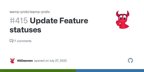 Update Feature Statuses Issue Wamp Proto Wamp Proto Github