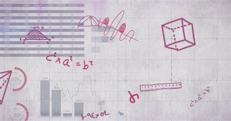 Mathematical Equations And Diagrams Against Statistical Data Processing