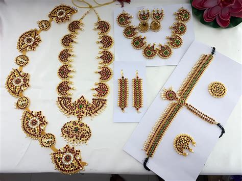 Bharatanatyam Classical Dance Jewelry Set South Indian Temple Jewelry