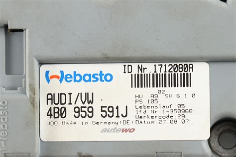 4b0959591j Audi Skoda Vw A3 8p A4 8e A6 4f C6 Tt 8j Q7 4l Schiebedachmotor Diverse