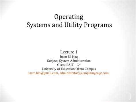 Operating Systems And Utility Programs Ppt