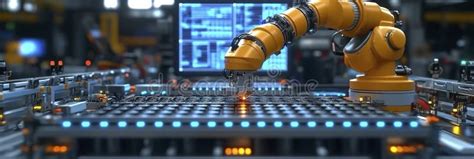 Yellow Robotic Arm Engaging With Electronic Circuit Stock Illustration Illustration Of Complex