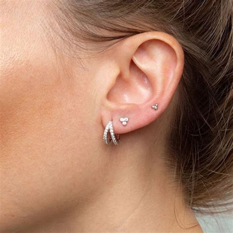 Double Cz Huggie Earrings Pineal Vision Jewelry