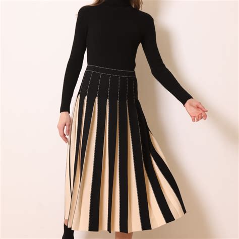 Cream Inner Pleat Knitted Skirt Roch Perel Wolf And Badger
