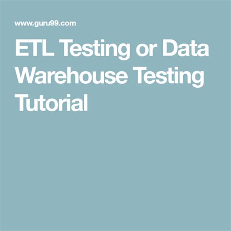 Etl Testing Or Data Warehouse Testing Tutorial Types Of Bugs Warehouse Data Education
