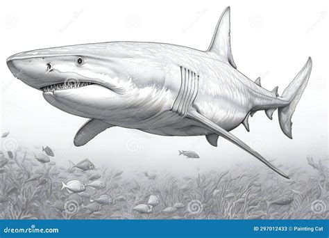 Illustration Of A Great White Shark Carcharodon Carcharias Stock