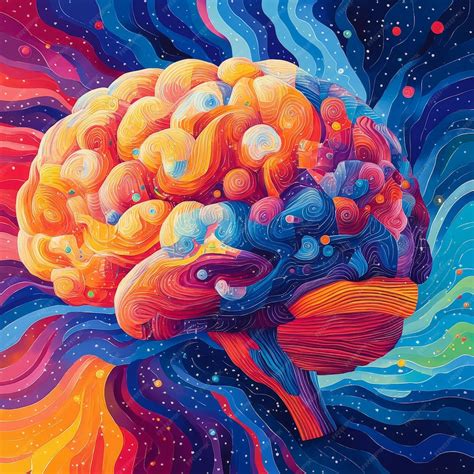 Multicolored Geometric Brain Showcasing Neural Complexity Premium Ai Generated Image