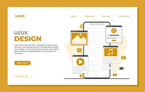 Premium Vector Mobile Uiux Landing Page Template Illustration Uiux Development Design Mobile