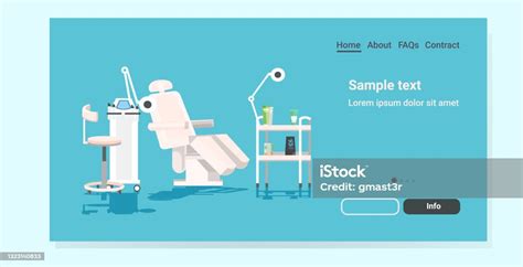 레이저 제모 기계 및 안락의자 수평 복사 공간을 갖춘 미용사 캐비닛용 의료 제모 장비 및 기기 0명에 대한 스톡 벡터 아트 및