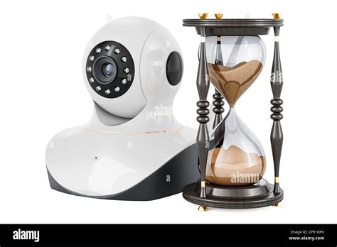 Internet Protocol Camera With Sand Hourglass 3D Rendering Isolated On