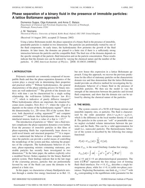 Pdf Phase Separation Of A Binary Fluid In The Presence Of Immobile Particles A Lattice