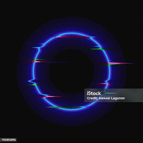 글리치 효과 벡터 네온 블루 원 다채로운 빈 프레임 격리 빛나는 그림 템플릿 0명에 대한 스톡 벡터 아트 및 기타 이미지 0명 Defection 공란 Istock