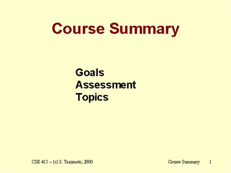 Course Summary