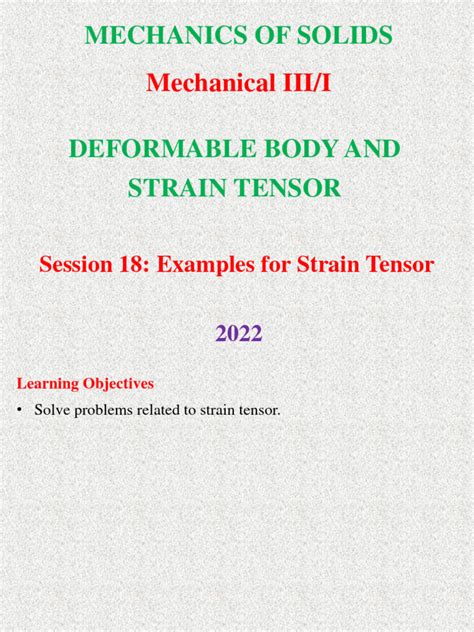 Session 18 C3t7 Examples For Strain Tensor Pdf Materials Linear
