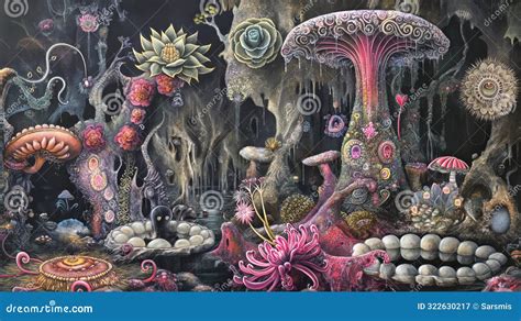 Vibrant Abstract Organic Structures With Bold Colors And Intricate Textures Stock Illustration