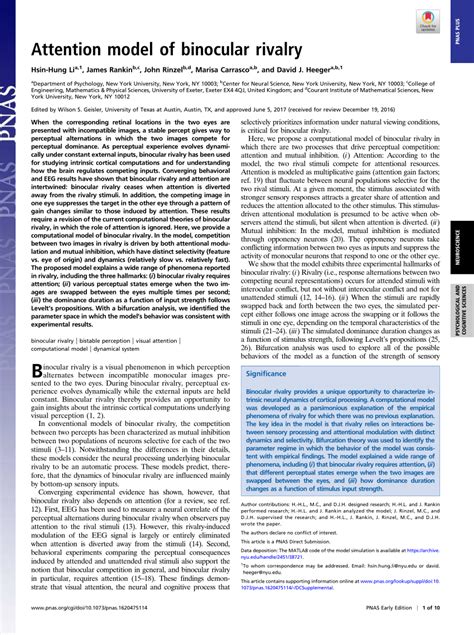 Pdf Attention Model Of Binocular Rivalry