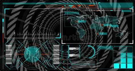 displaying animation of world map and data analytics graphics on