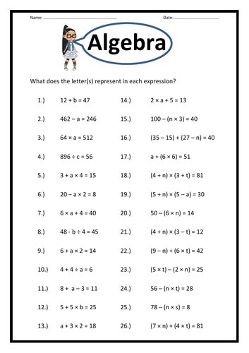 Simple Algebra Worksheets Tes Ks2 Maths Algebraic Expressions