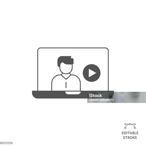 웨비나 플랫 라인 아이콘 아이콘은 웹 디자인 모바일 앱 Ui Ux 및 Gui 디자인에 적합합니다 거리가 먼에 대한 스톡 벡터