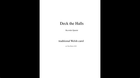 Deck The Halls For Recorder Quartet Youtube