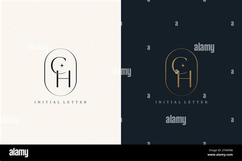 Premium Ch Logo Monogram With Gold Circle Frame Luxury Initials Design