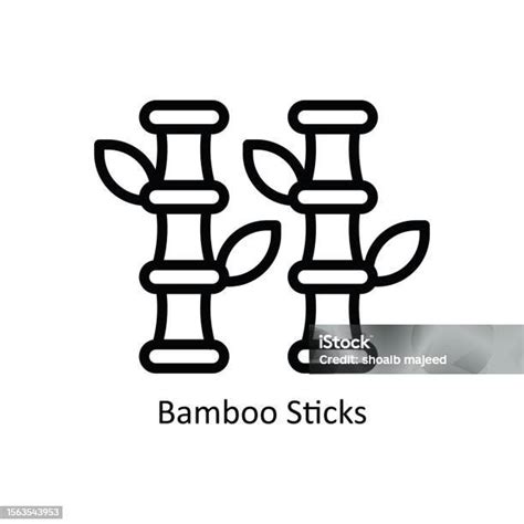 대나무 막대기 벡터 윤곽선 아이콘 디자인 그림입니다 자연과 생태 흰색 배경에 기호 Eps 10 파일 0명에 대한 스톡 벡터 아트 및 기타 이미지 Istock