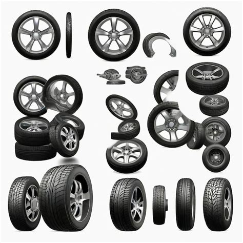 Wheel Vector Set White Background Isolated A High Qual Premium Ai Generated Vector