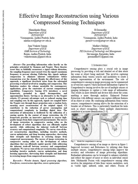 Effective Image Reconstruction Using Various Compressed Sensing Techniques Pdf Data