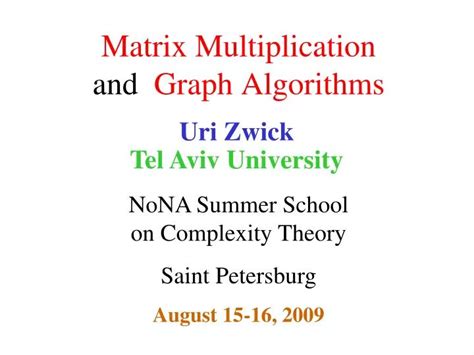 PPT Matrix Multiplication And Graph Algorithms PowerPoint