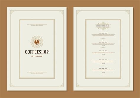 커피 메뉴 디자인 브로셔 템플릿 터 일러스트레이션 프리미엄 벡터