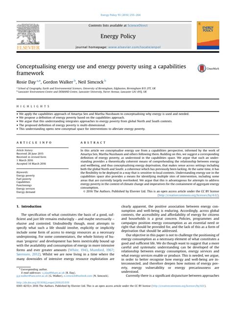 4conceptualising Energy Use And Energy Poverty Using A Capabilities Framework Pdf Poverty