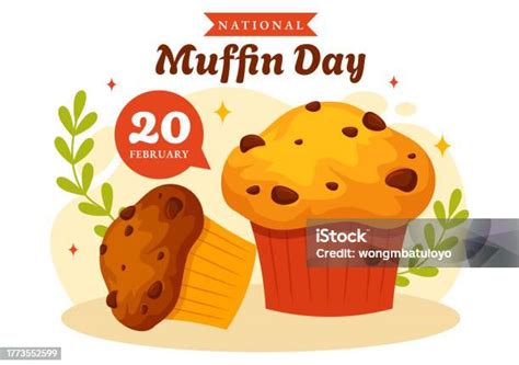 내셔널 머핀의 날 벡터 일러스트 2 월 20 일 초콜릿 칩 음식 클래식 머핀 플랫 만화 일러스트 에서 맛 있습니다 갈색에 대한 스톡 벡터 아트 및 기타 이미지 Istock