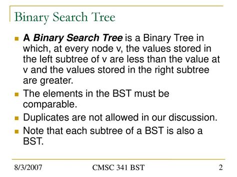 Cmsc 341 Binary Search Trees 832007 Cmsc 341 Bst Ppt Download
