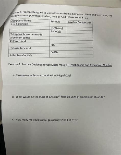 Solved Exercise 1 Practice Designed To Give A Formula From Chegg Com