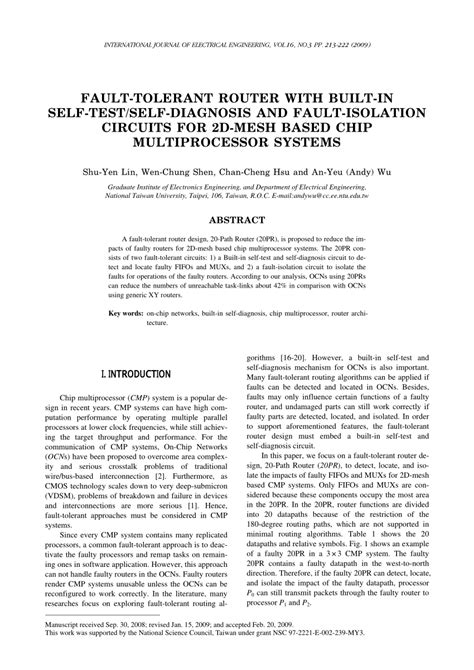 Pdf Fault Tolerant Router With Built In Self Testself Diagnosis And Fault Isolation Circuits