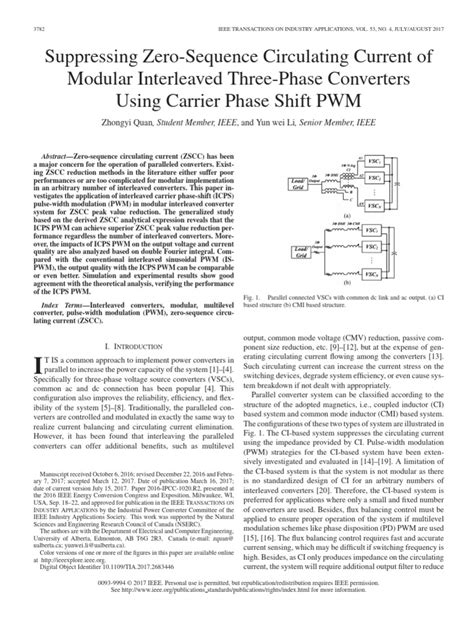 Suppressing Zero Sequence Circulating Current Of Modular Interleaved
