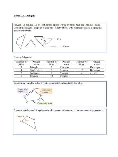 Fillable Online Lesson 14polygons Polygon A Polygon Is A Closed Figure In A Fax Email