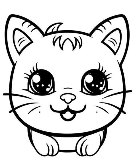 귀여운 만화 고양이 벡터 그림 아이들을 위한 고양이 색칠 페이지 고양이 마스코트 디자인 고양이 로고 프리미엄 벡터