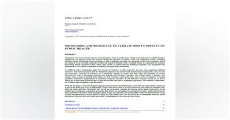 Microgrids And Resiliency Impact On Public Health Microgrid Knowledge